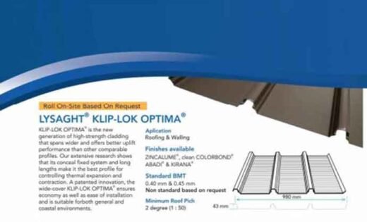 Harga Atap Spandek LYSAGHT® KLIP-LOK® OPTIMA™ 2025